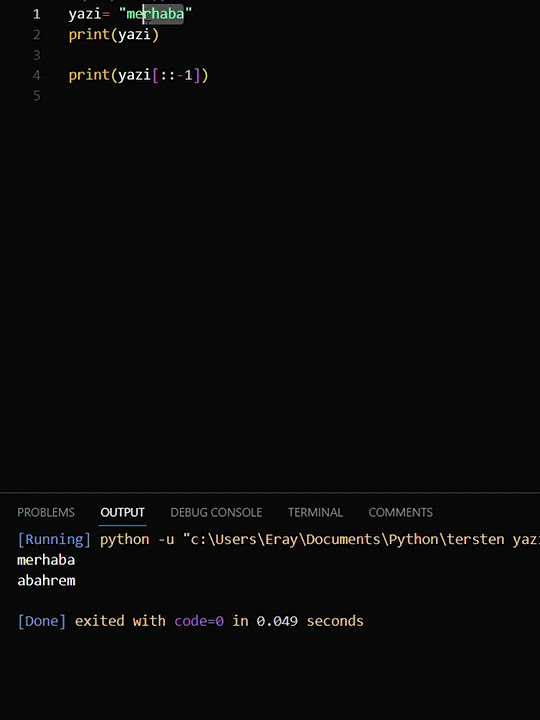 Python İle Tersten Yazı Yazma | YAZILIM ÖĞRENİYORUZ #1 | - YouTube