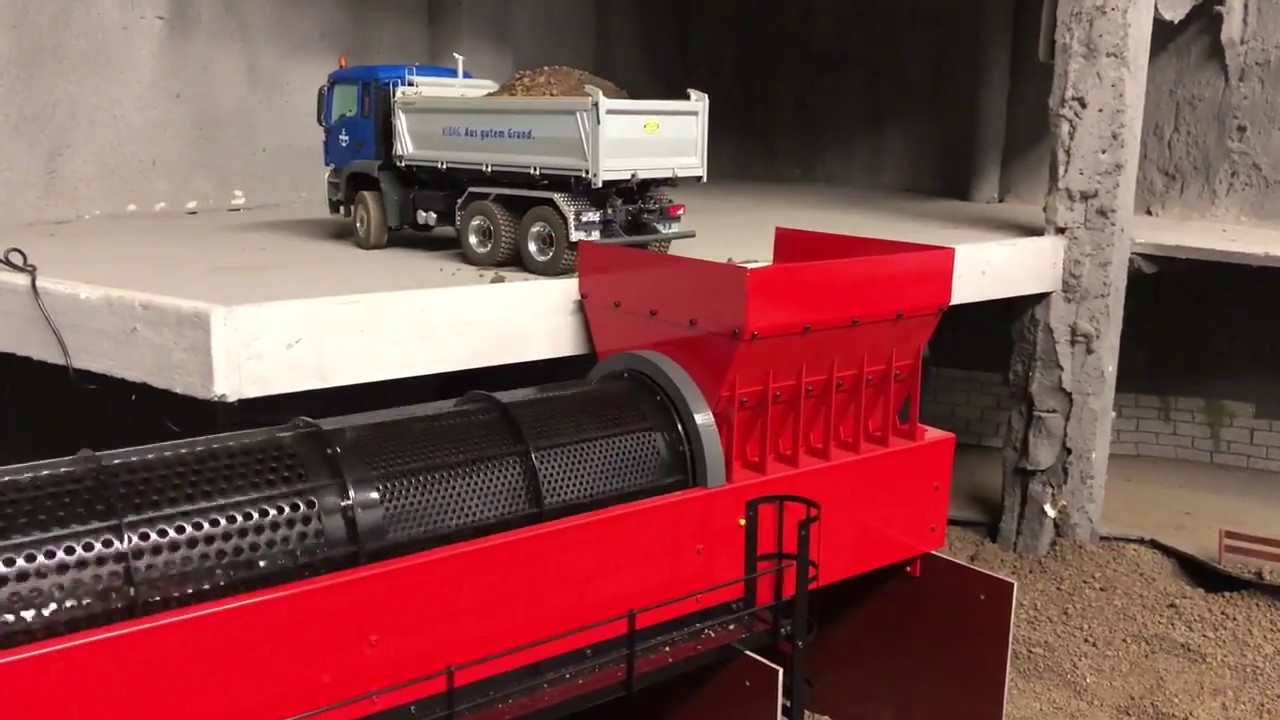 Excavator rc,trommel rc sand screen 1/14 - YouTube