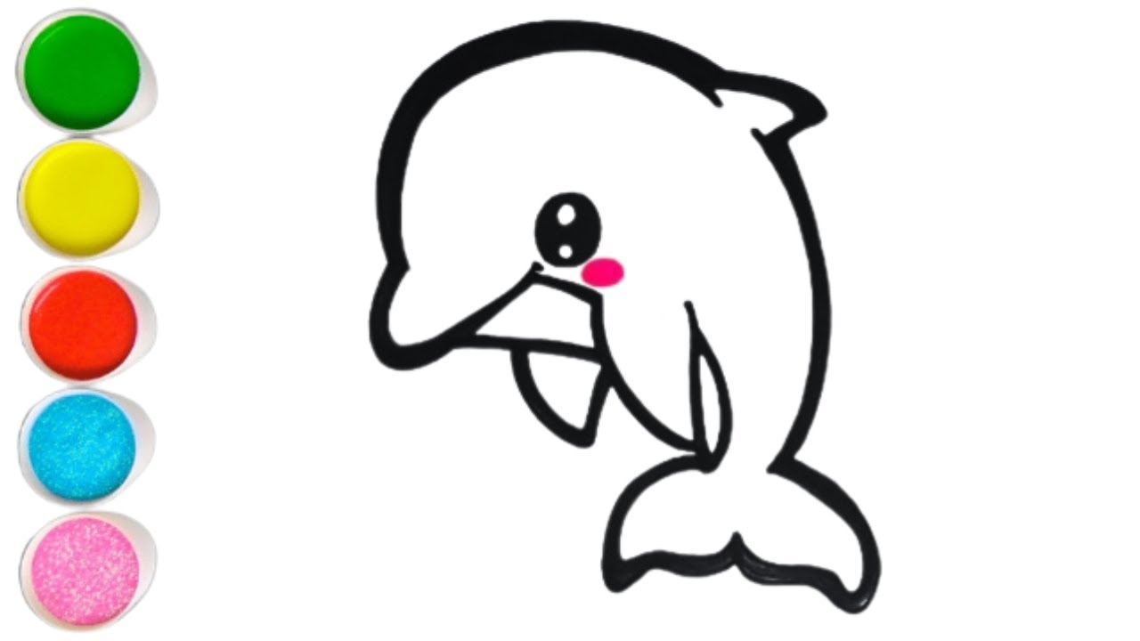How to Draw a Cute Dolphin for Kids & Toddlers | Easy Dolphin Drawing ...