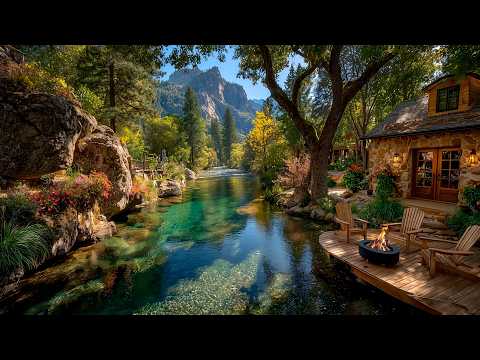 Springtime Cabin Porch 🌸🏡 | Birds Singing, Clear River Sounds & Peaceful Relaxing Ambience 🌿