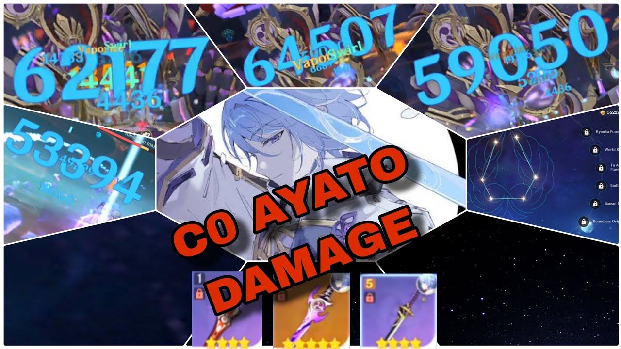 C0 f2p Ayato dmg showcase team & weapon comp // genshin impact Ayato ...