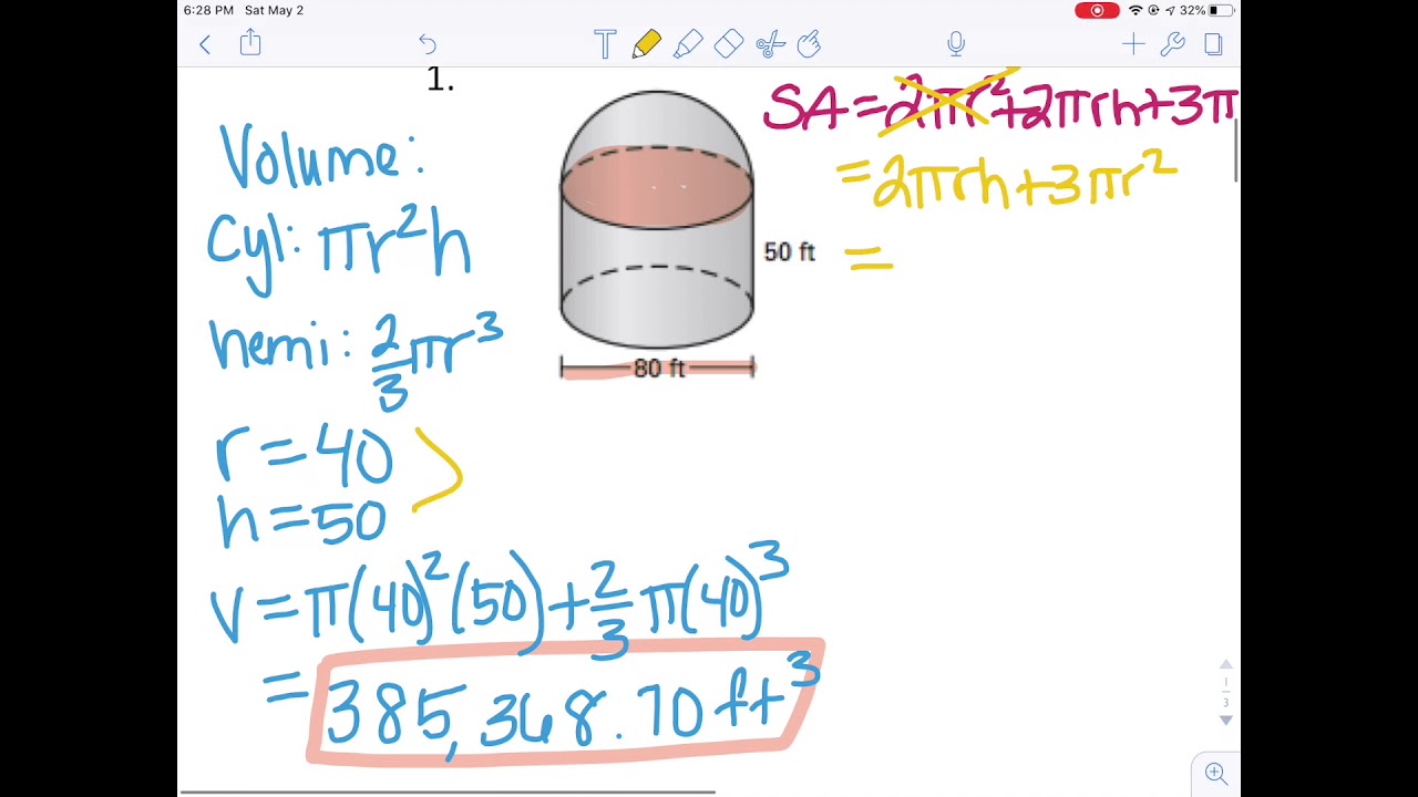 Composite Volume and Surface Area Practice Problems Video - YouTube