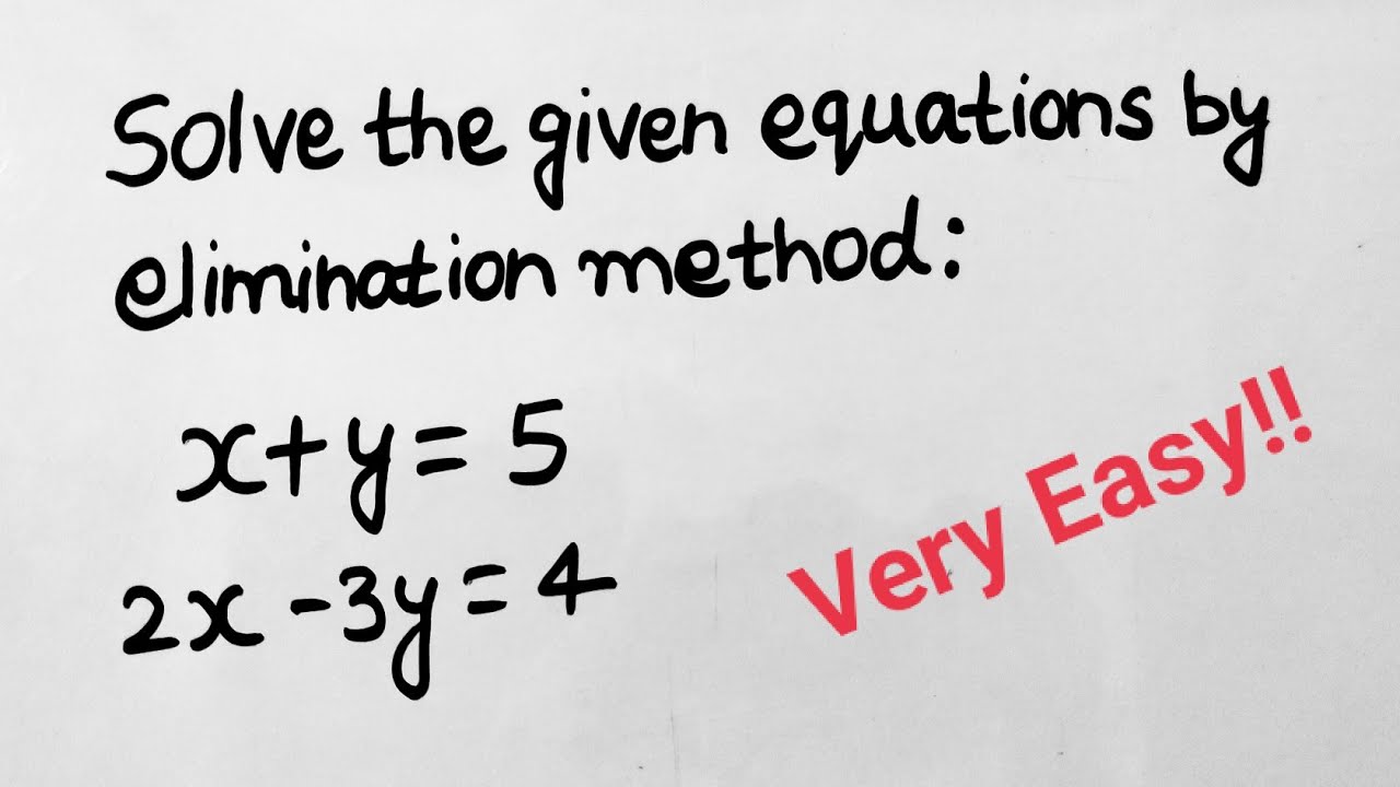Solve X y 5 And 2x 3y 4 By Elimination Method Exercise 3 4 Q1 i