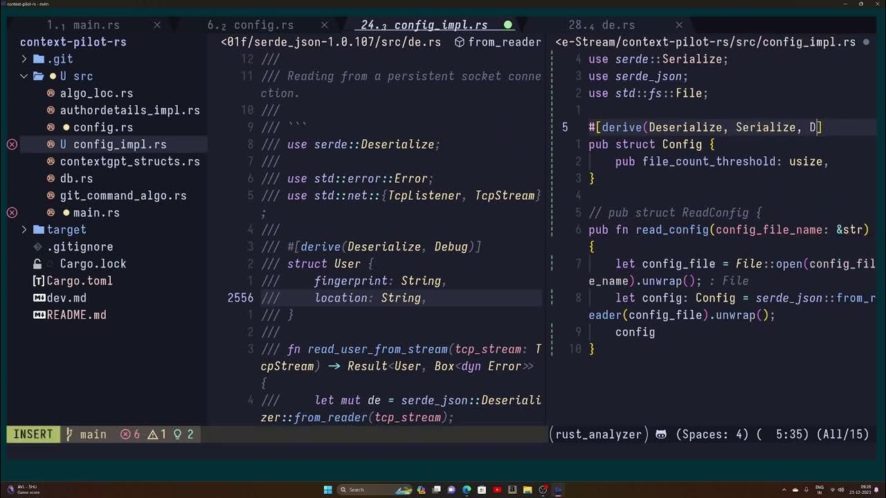 Adding Config Reader to Context Pilot | Rust | NeoVim - YouTube