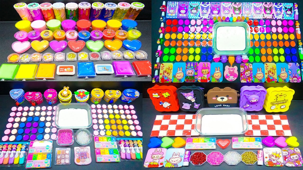 MIXING all my clear Slime together 💕 COCOMELON Mixing Many Things Into ...