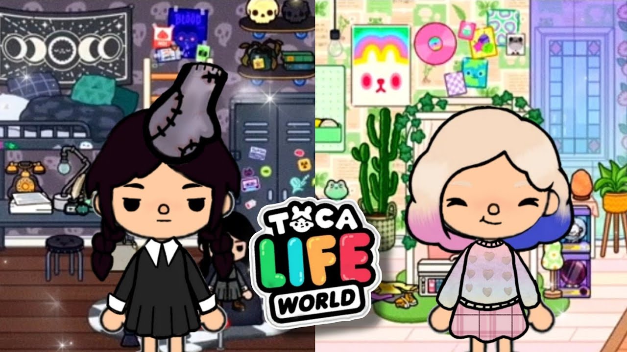 Wednesday and Enid's room toca boca 🖤💖 toca life world #tocaboca # ...