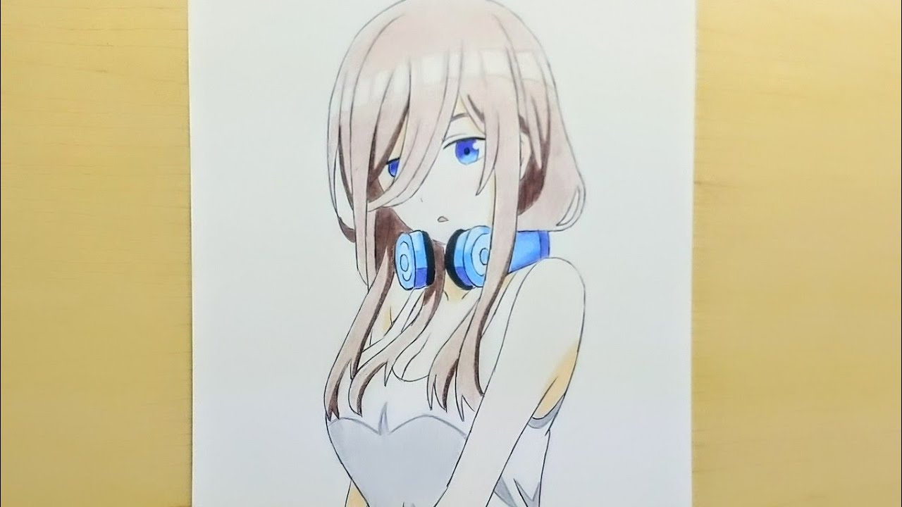 Como dibujar a Miku Nakano de Go Toubun no Hanayome paso a paso. Draw ...