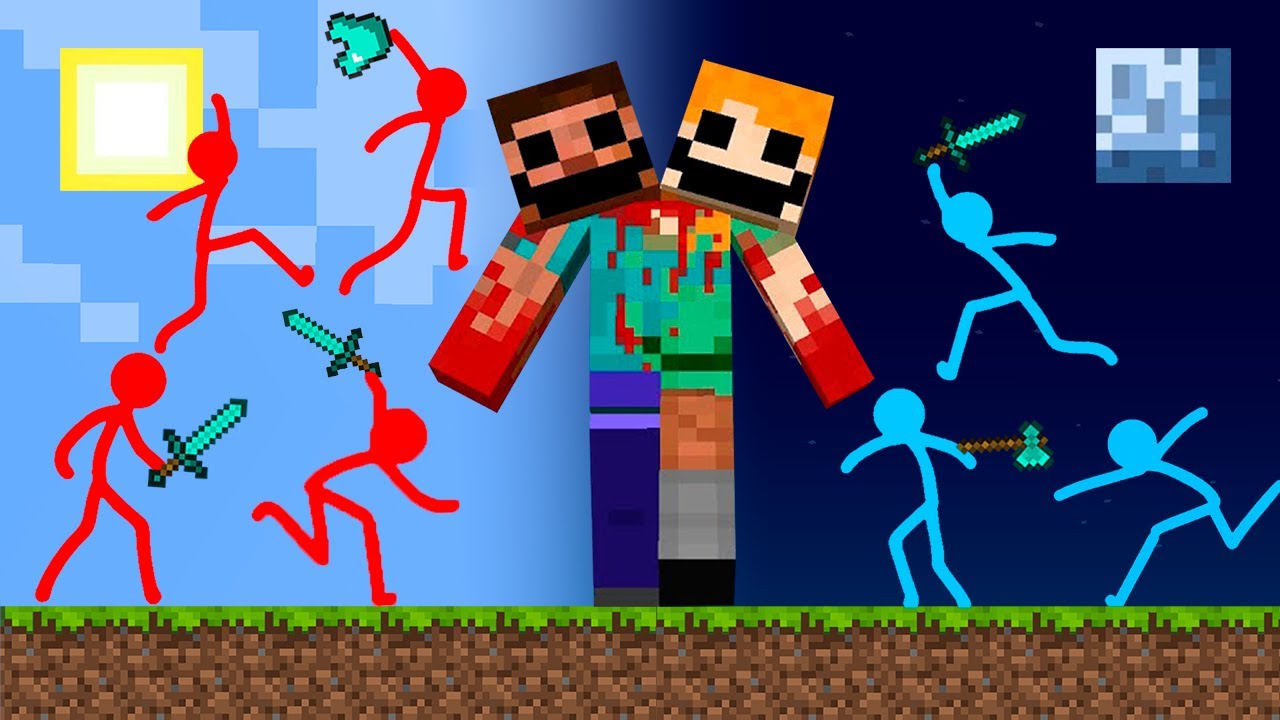 Stickman vs Minecraft Animation ALEX vs STEVE MONSTER Animation vs ...
