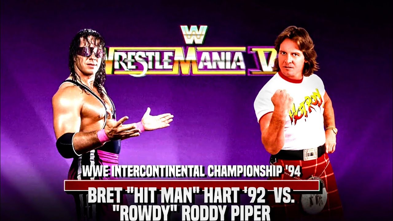 Bret "Hit Man" Hart vs. "Rowdy" Roddy Piper (WWF Intercontinental ...