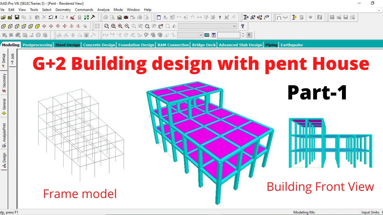 Building design G+2 with pent house by Staad Pro V8i | online | Civil ...