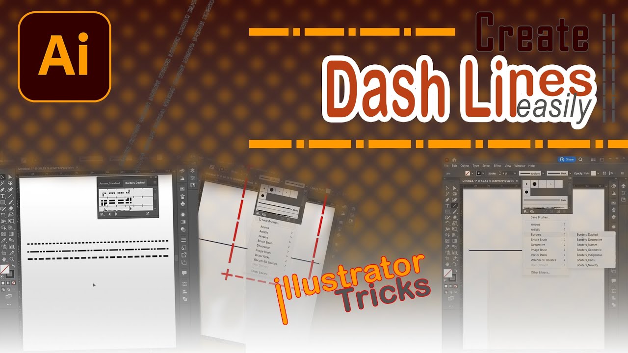How to draw a dash line in illustrator easily | illustratotar Tricks ...