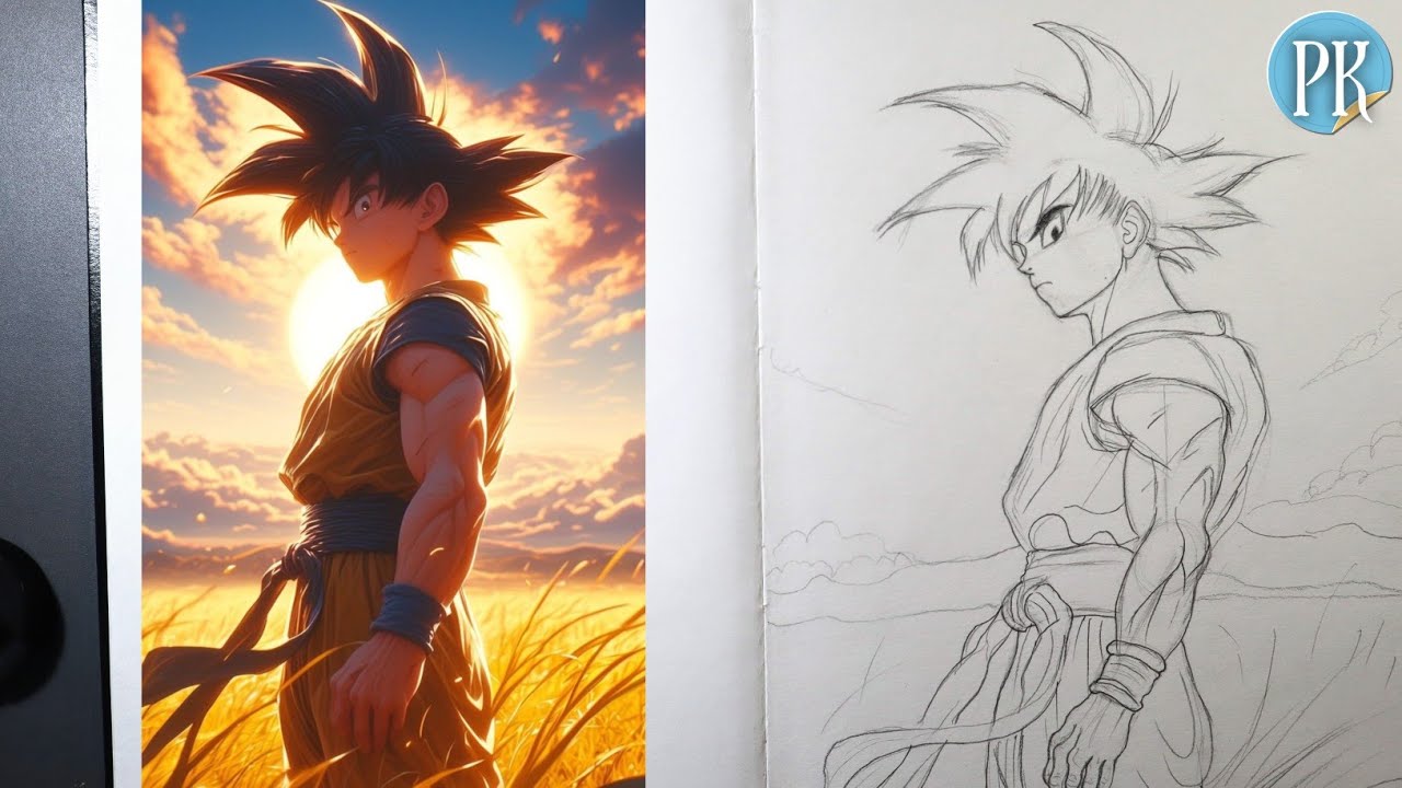 How to draw goku || full outline and coloring || easy for beginners ...