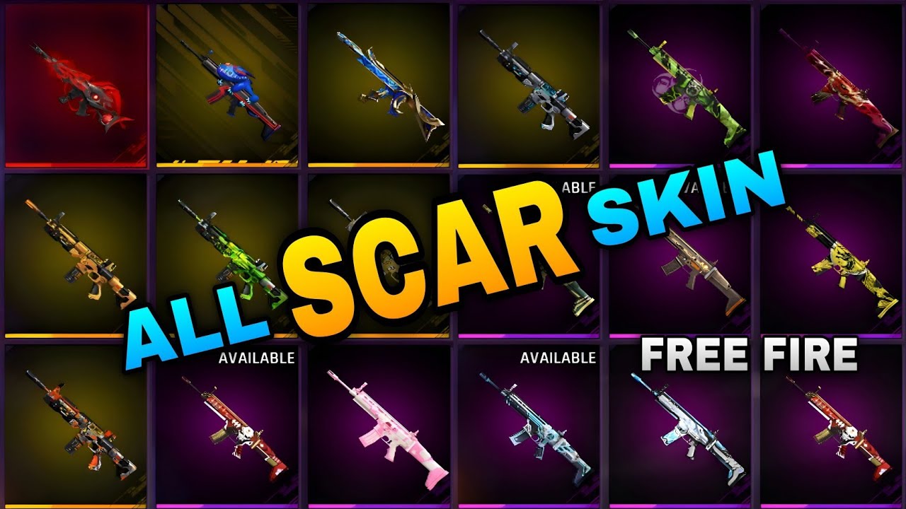 FREE FIRE ALL SCAR GUN SKIN || ALL SCAR GUN SKIN FREE FIRE || FF ALL ...