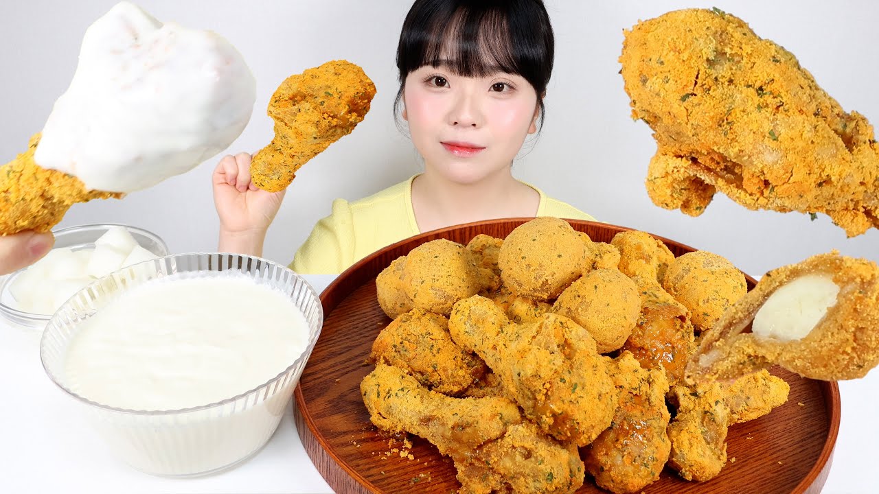 뿌링클 치킨 먹방🍗뿌링 소스 듬뿍 찍어 먹는 소스 5개 처음 시켜봄 (뿌링치즈볼 까지) Korean Chickenㅣ ...