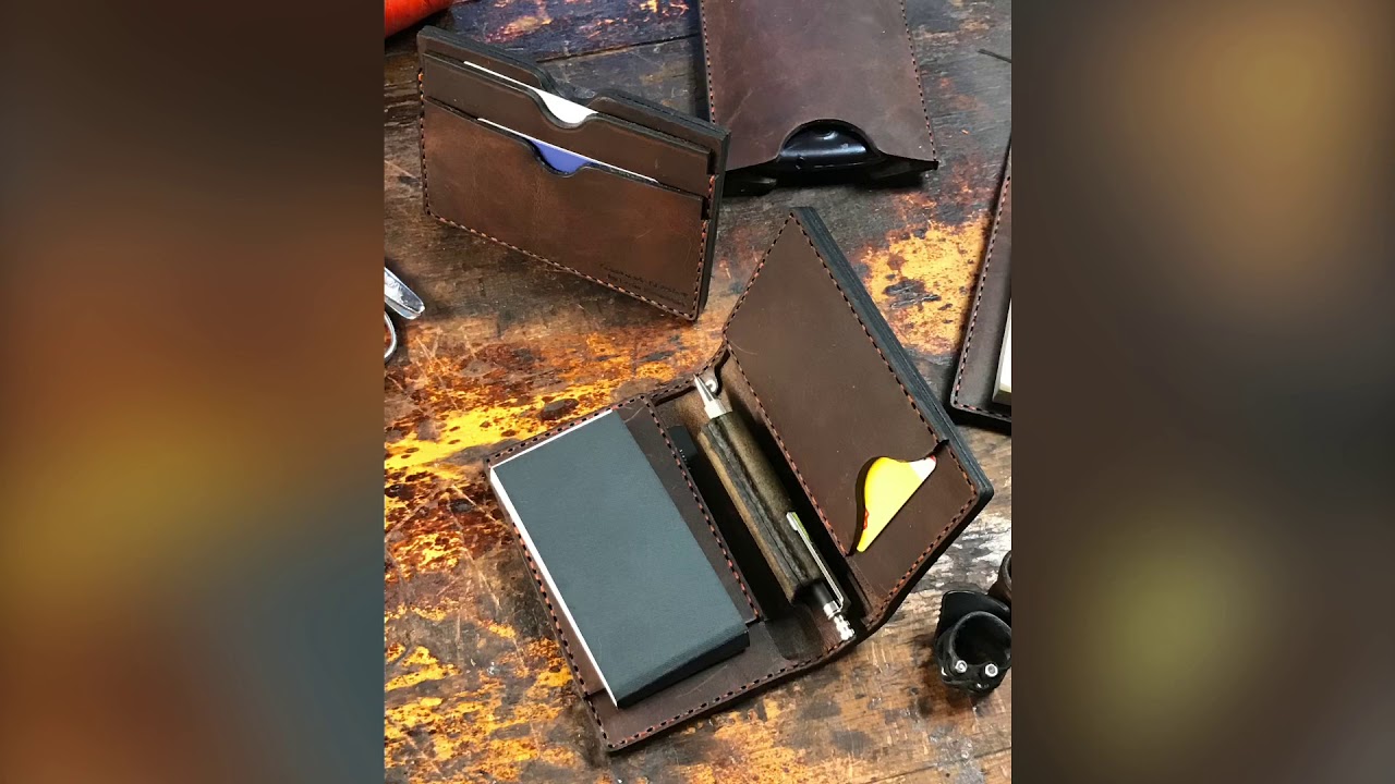 How to make leather wallet and notebook - YouTube