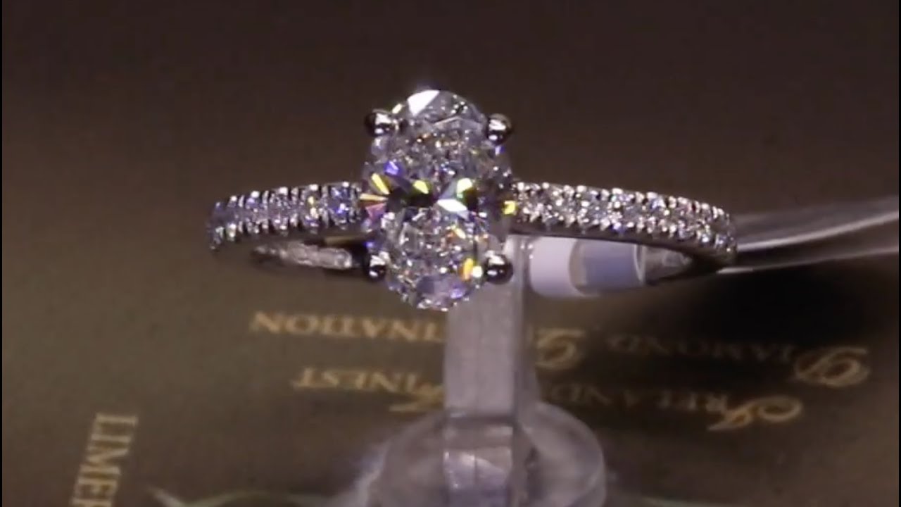 #87398 | T1.23ct/C1.04ct | Oval Solitaire with Diamond Shoulders | Set in Platinum - YouTube