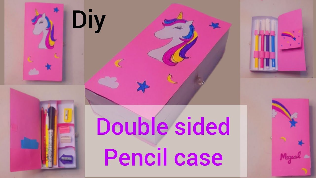 how to make double sided paper Pencil case | 2 in one paper pencil case ...
