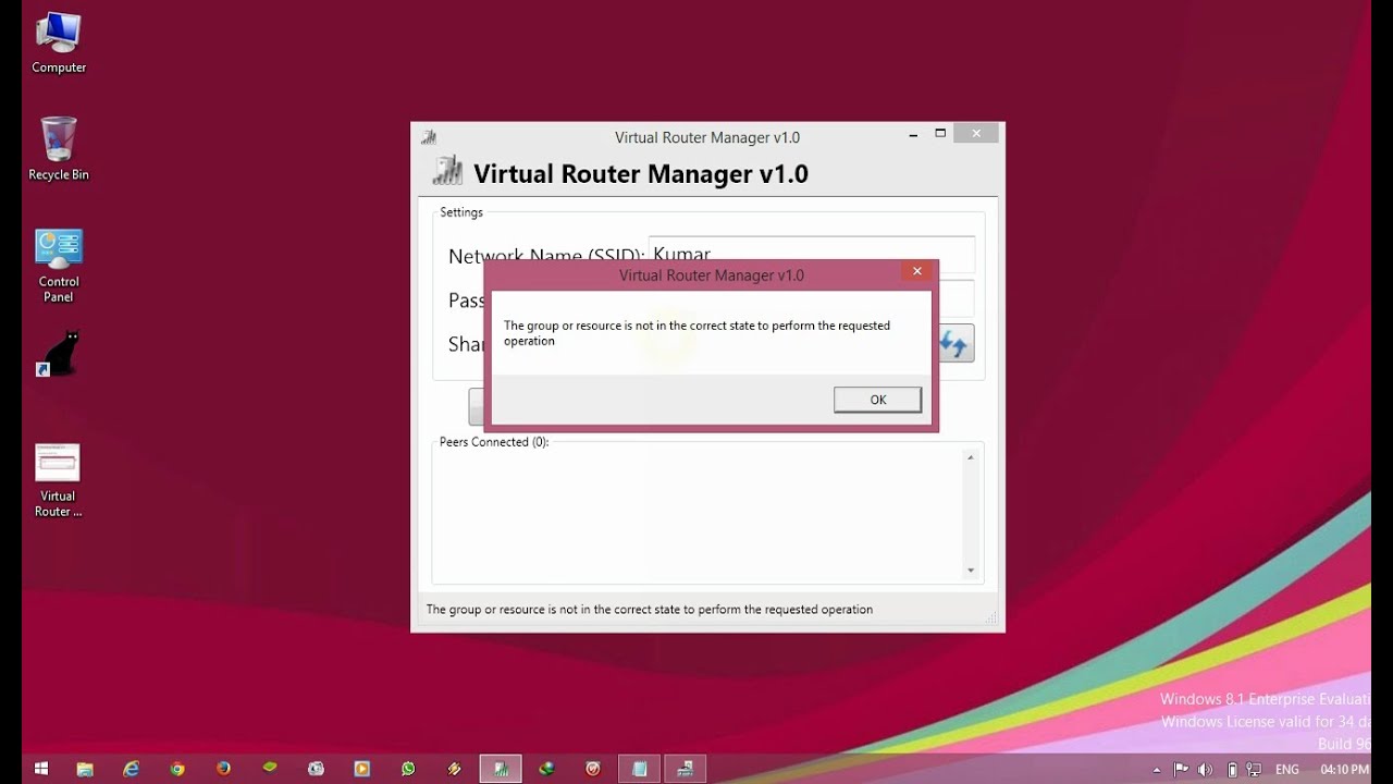 The group or resource is not in the correct state to perform the ...