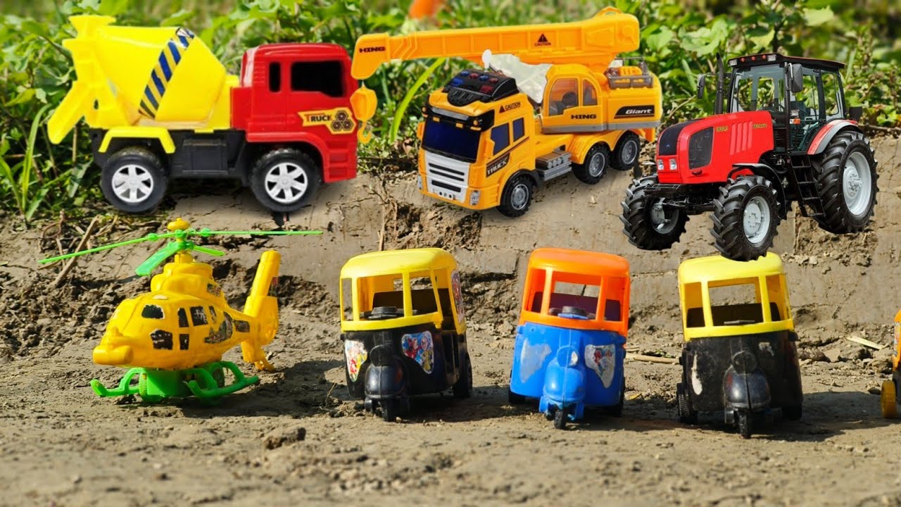 gadi wala cartoon toy/helicopter JCP dumper tracktor gadi police car ...