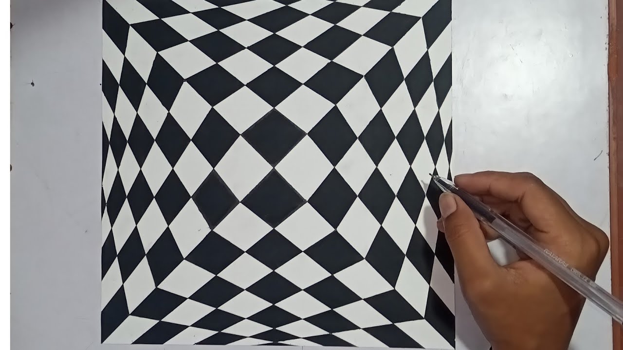 Illusion optical drawing || how to draw 3D Geometric optical illusion ...