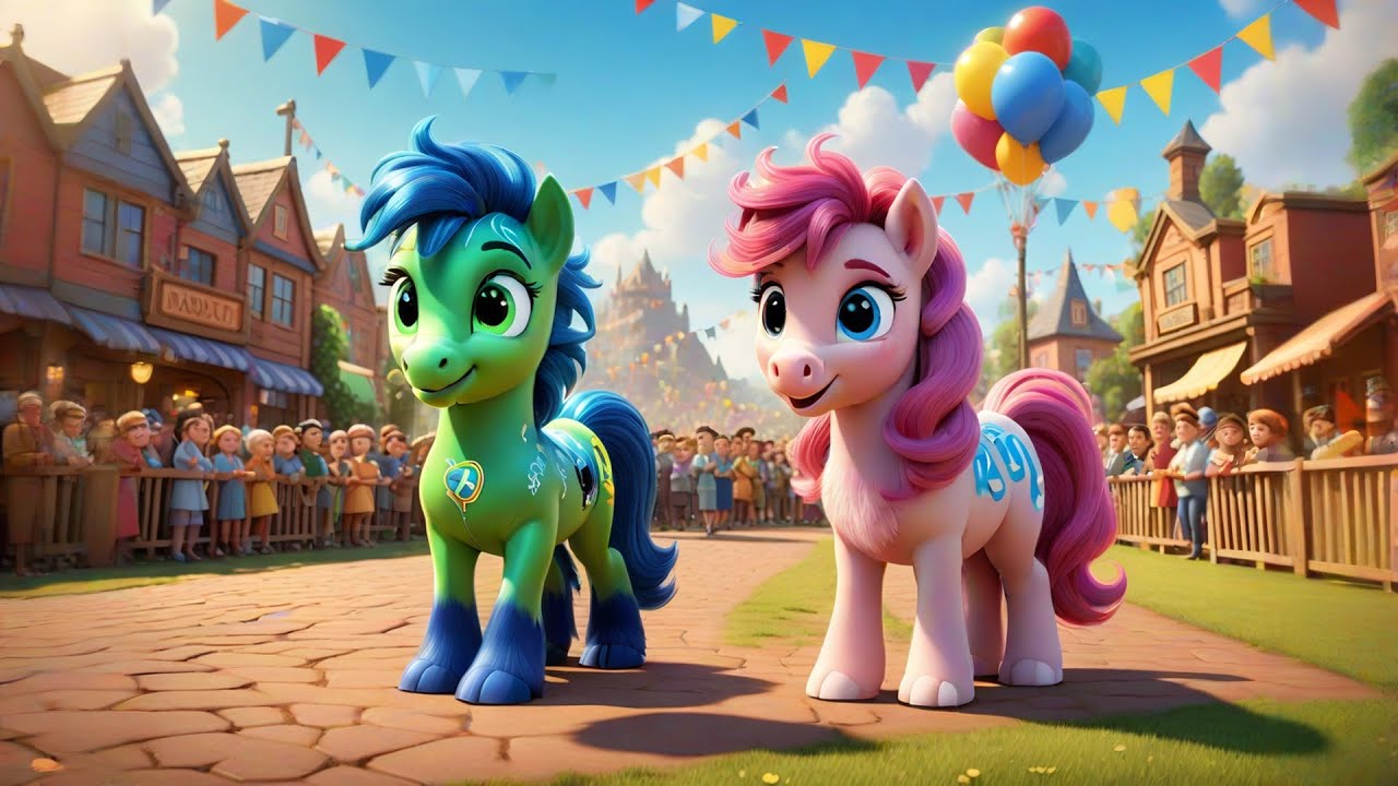 Three Little Ponies Run in a Race | Energetic Pony Song for Kids ...