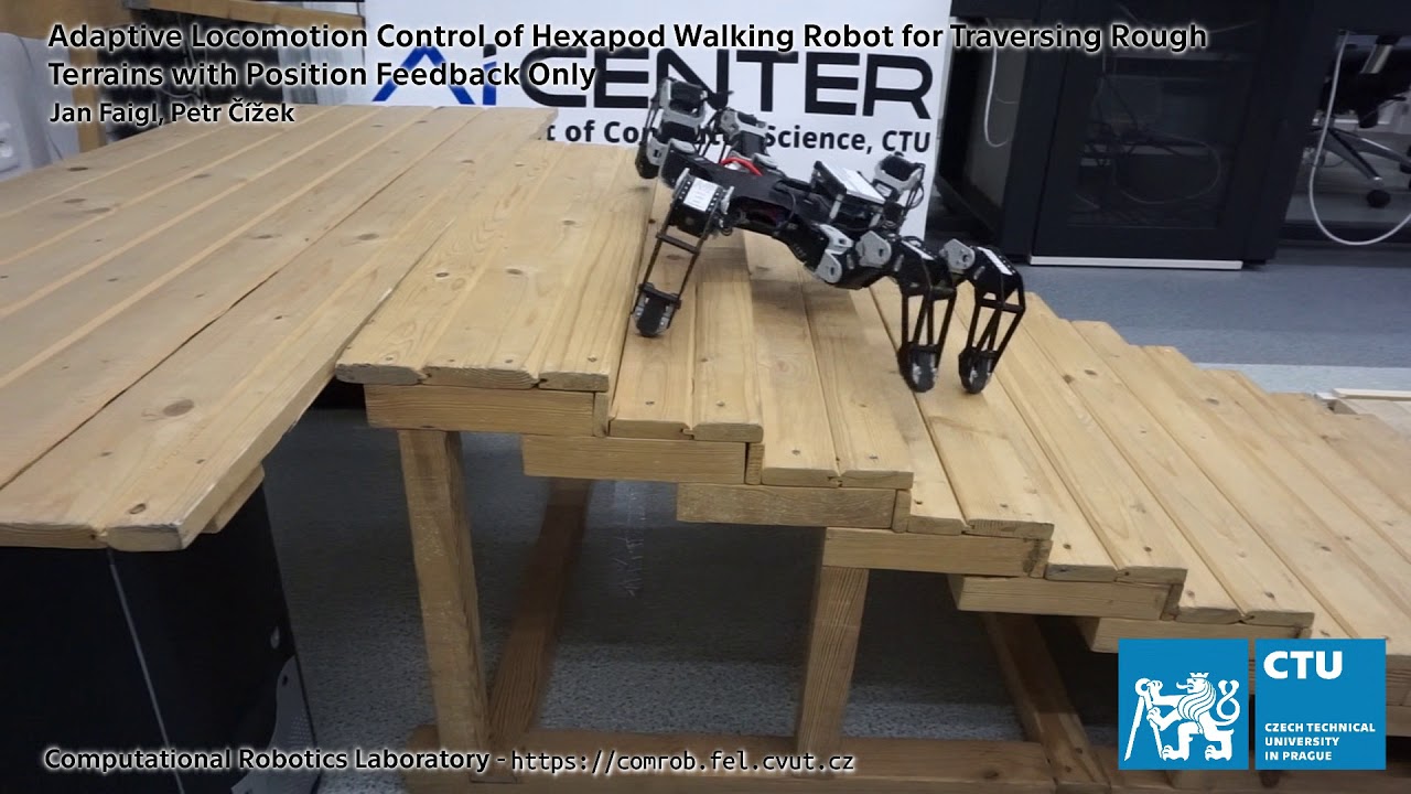 Adaptive locomotion control for hexapod walking robot - YouTube