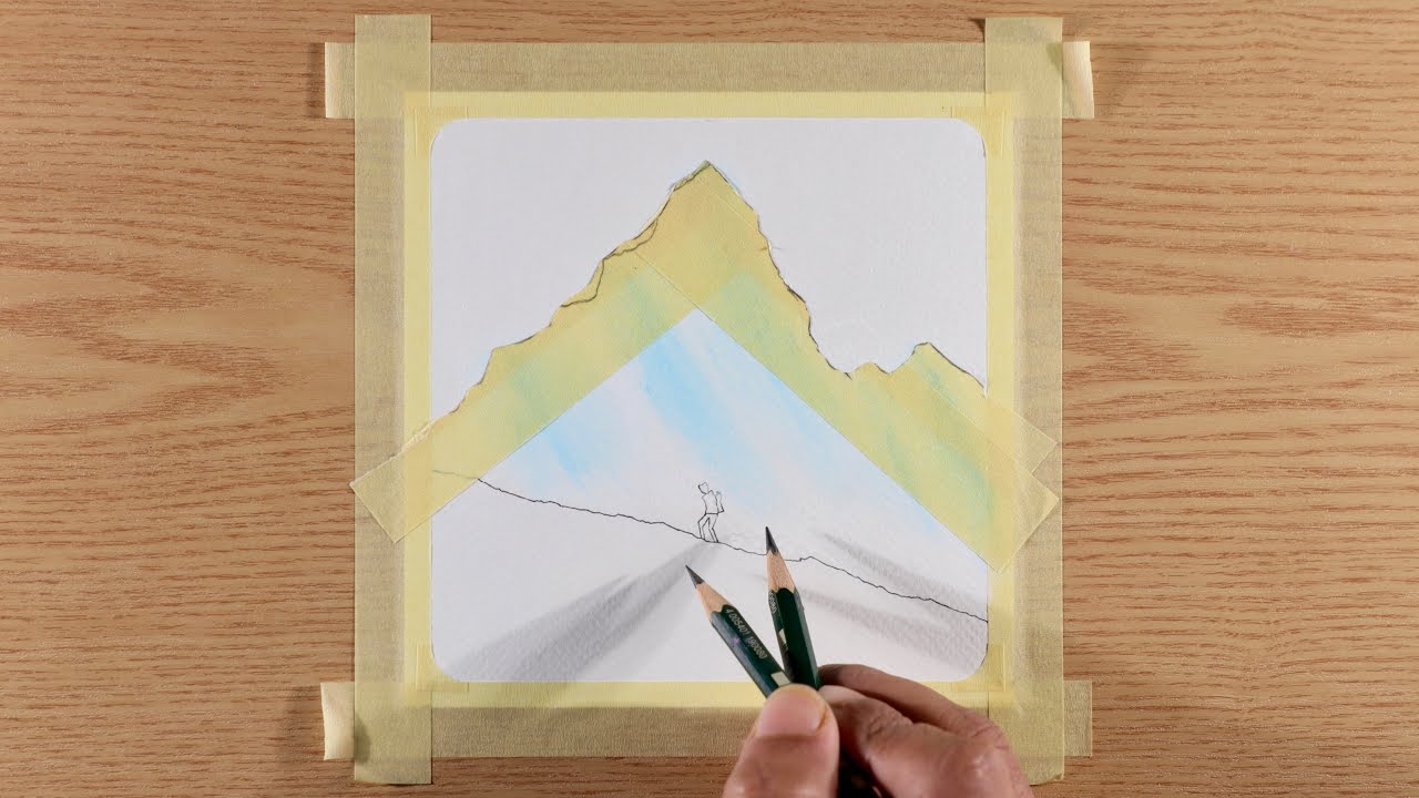 Easy Snow Mountain / Drawing with Oil Pastels / Step by Step - YouTube