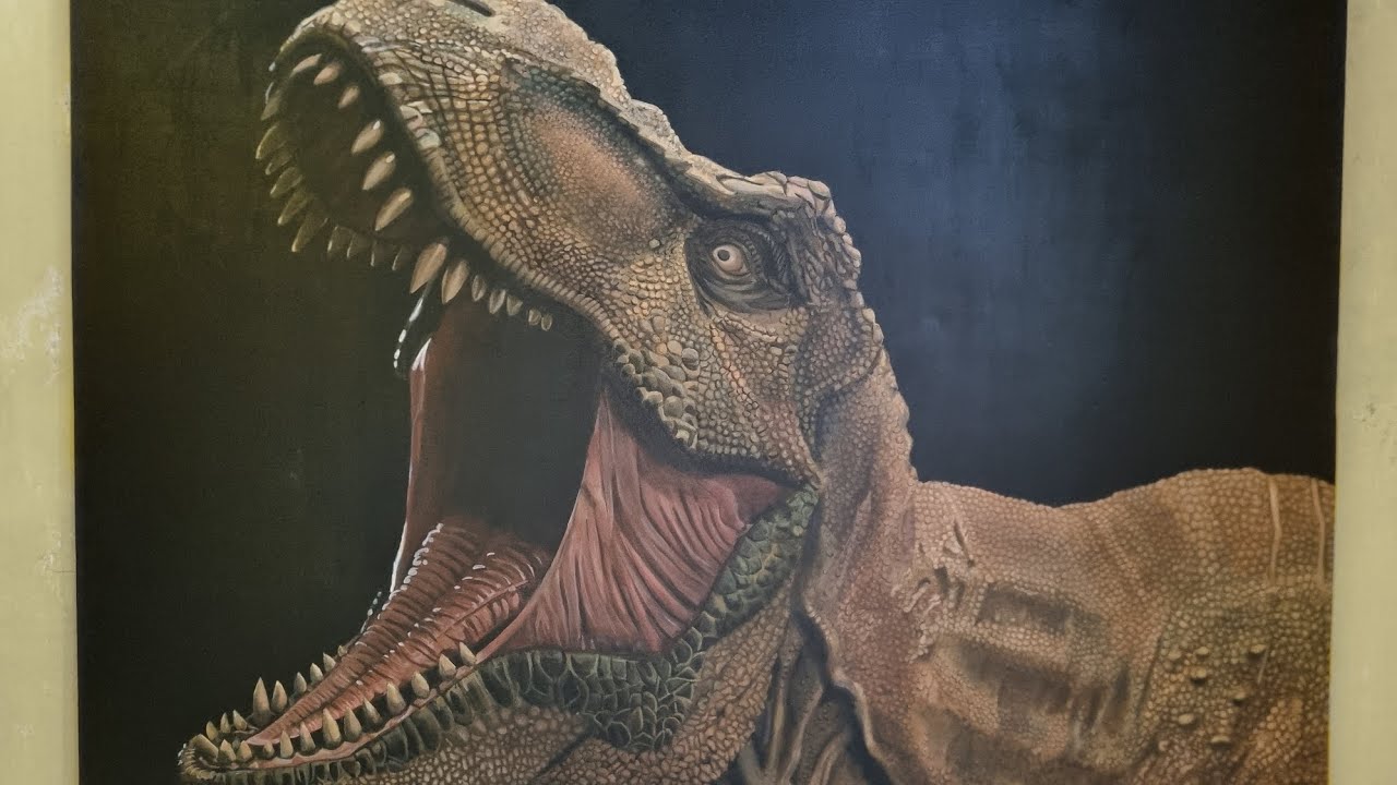 Timelapse painting a realistic angry Tyrannosaurus-Rex in 1 Month | 2x1 ...