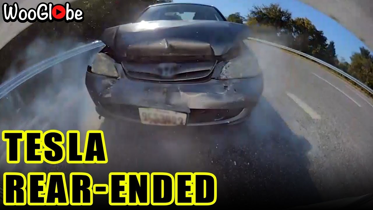 Tesla Rear End Car Crash With Honda Civic || WooGlobe - YouTube