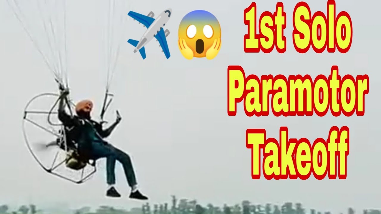 1st solo takeoff on paramotor Backpack after training with Pilot ...