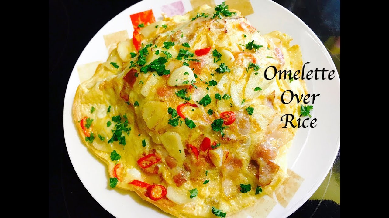 Spicy Omelette with Bacon Garlic Over Rice Recipe / Breakfast Recipes ...