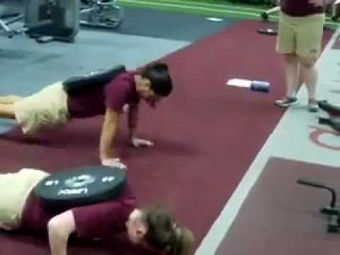 Push-ups with 45 lb. Plates on Back - YouTube