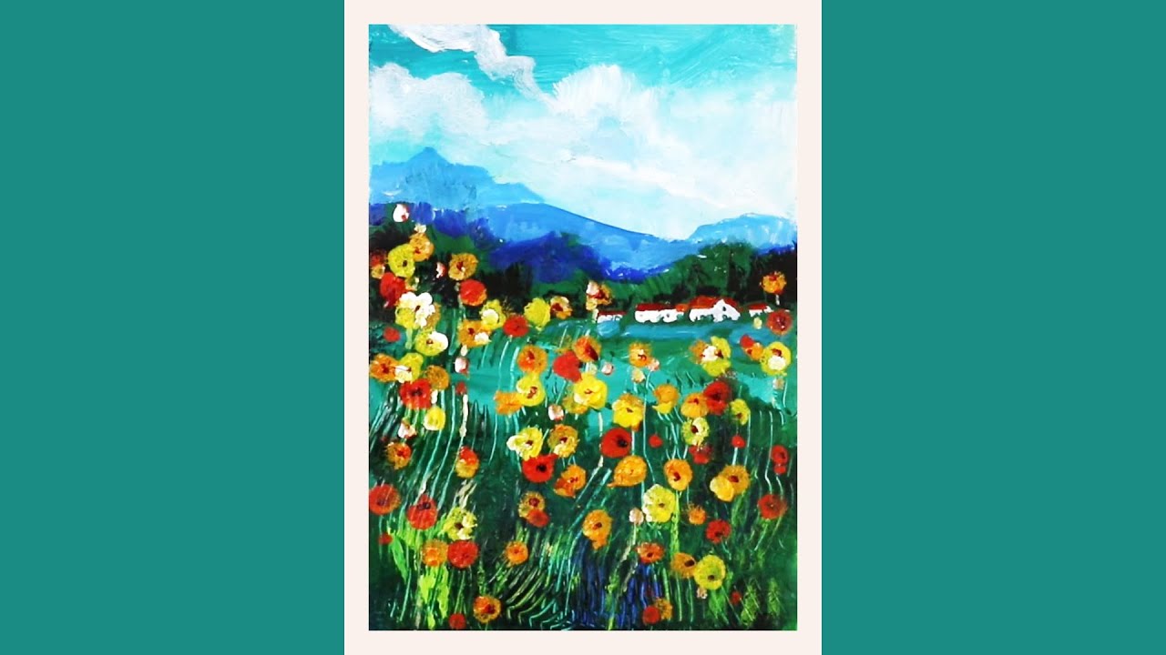 How to paint flowers with a sponge | acrylic painting for beginner ...