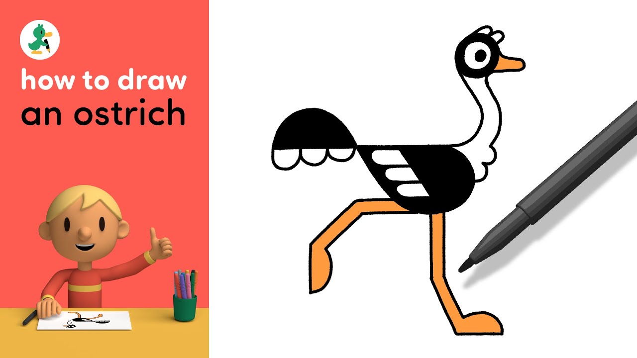 how to draw a running ostrich - YouTube