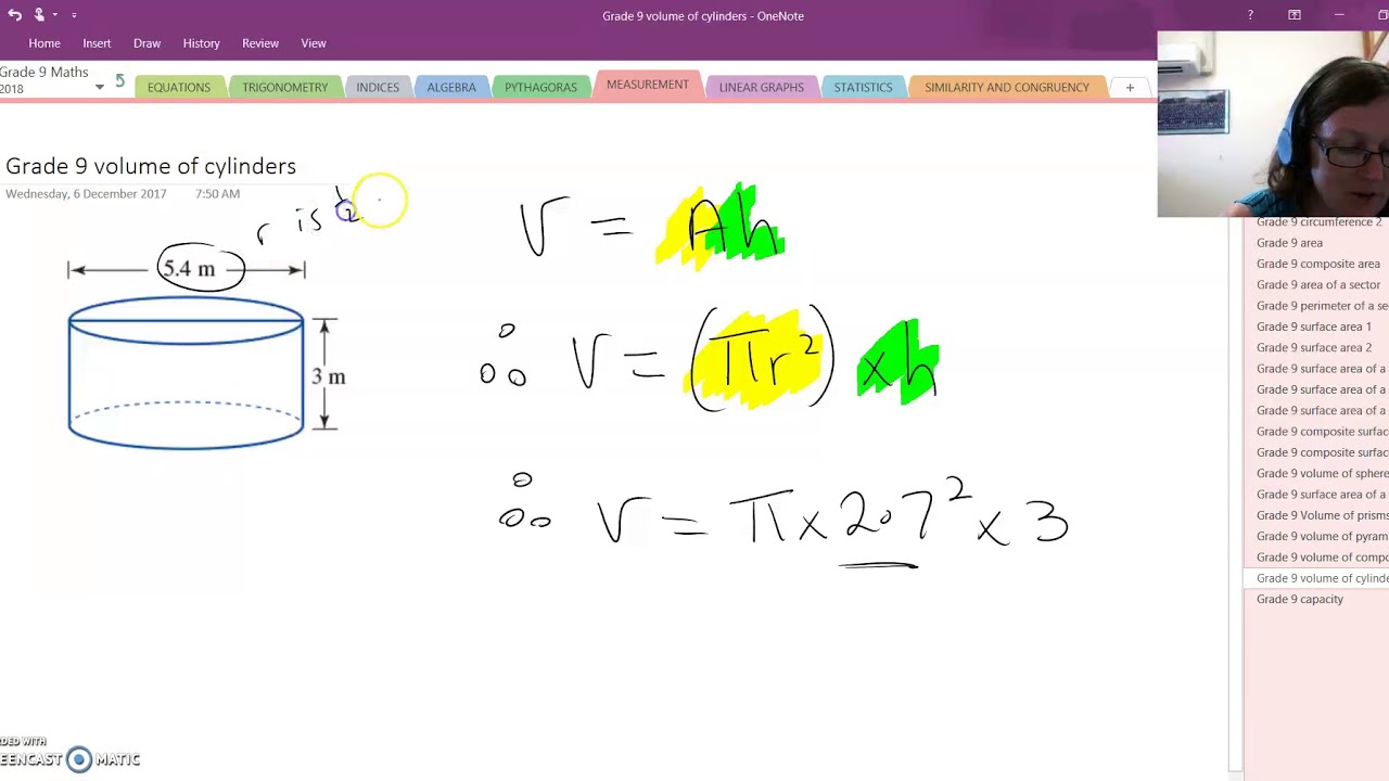 Grade 9 Volume of cylinders - YouTube