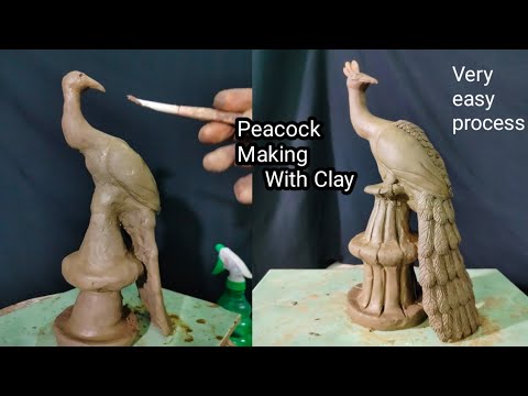 How to Make Peacock with clay very easy process/Mitti Ka Mor Kaise ...