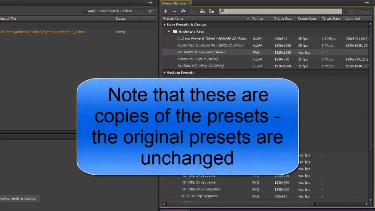AE Basics 60: Export 6 Media Encoder 2 - Preset Groups - YouTube