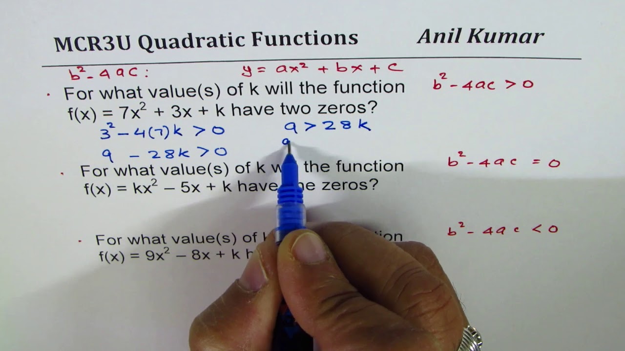 How To Analyse Discriminant B 2 4ac To Find Number Of Roots For