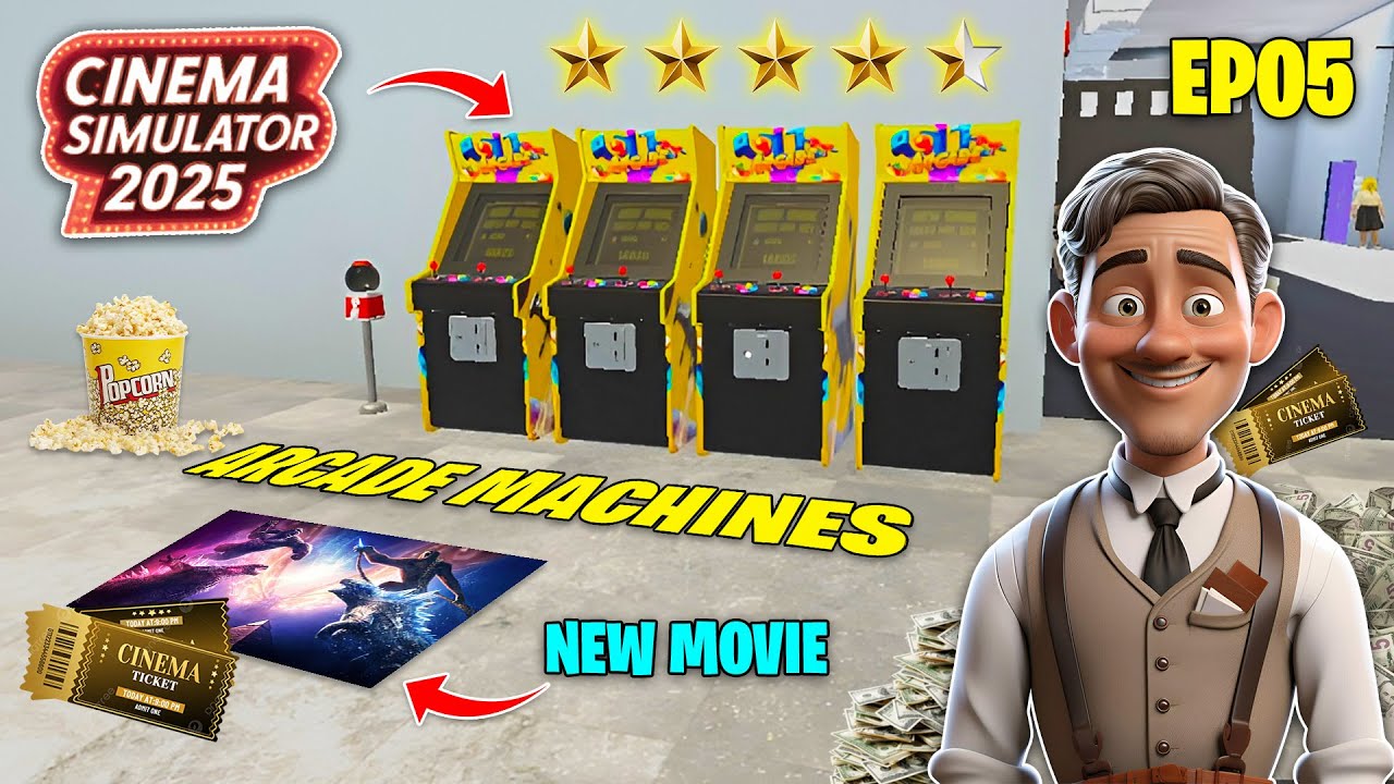 BOUGHT ARCADE MACHINES & NEW MOVIE in Cinema Simulator 2025 || EP05 ...