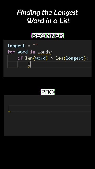 Beginner😅 Vs Pro😎 Longest Word 🏆📖 Python Programming Coding Shorts Trending Youtube