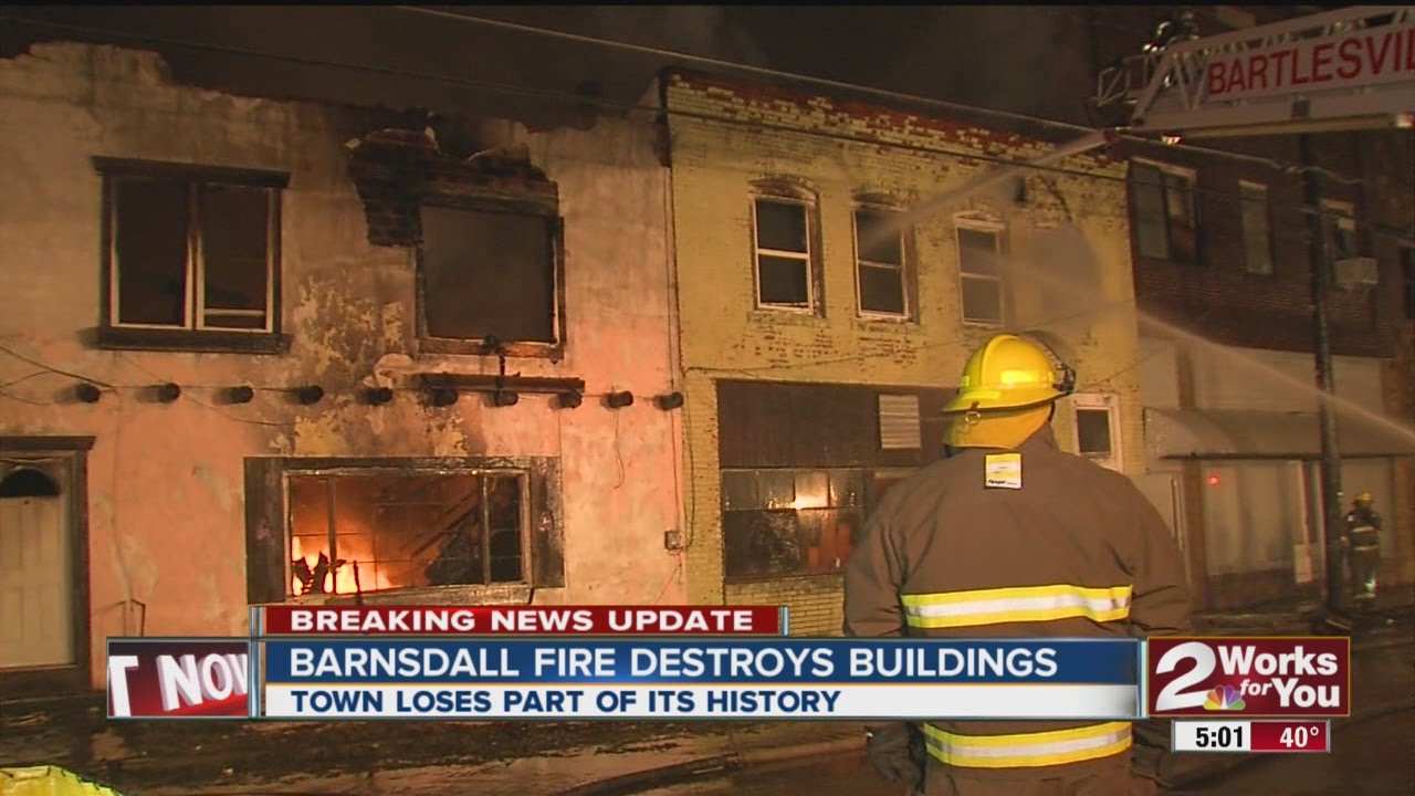 Update to Barnsdall fire; town loses part of its history - YouTube