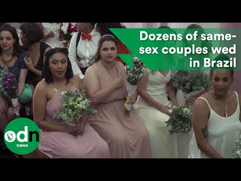 Dozens of same-sex couples wed in Brazil