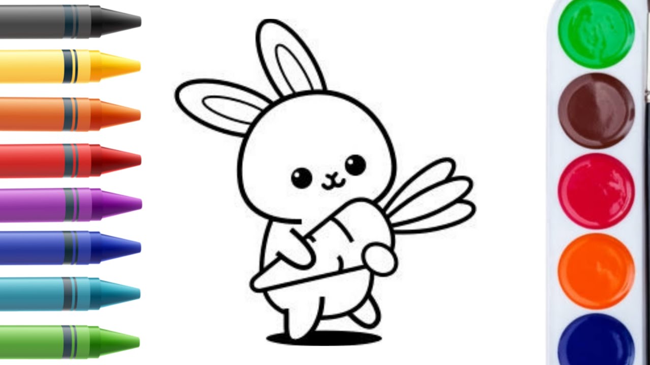 | How to draw a cute Rabbit eating Carrot 🐰🥕 | Bunny drawing for kids ...