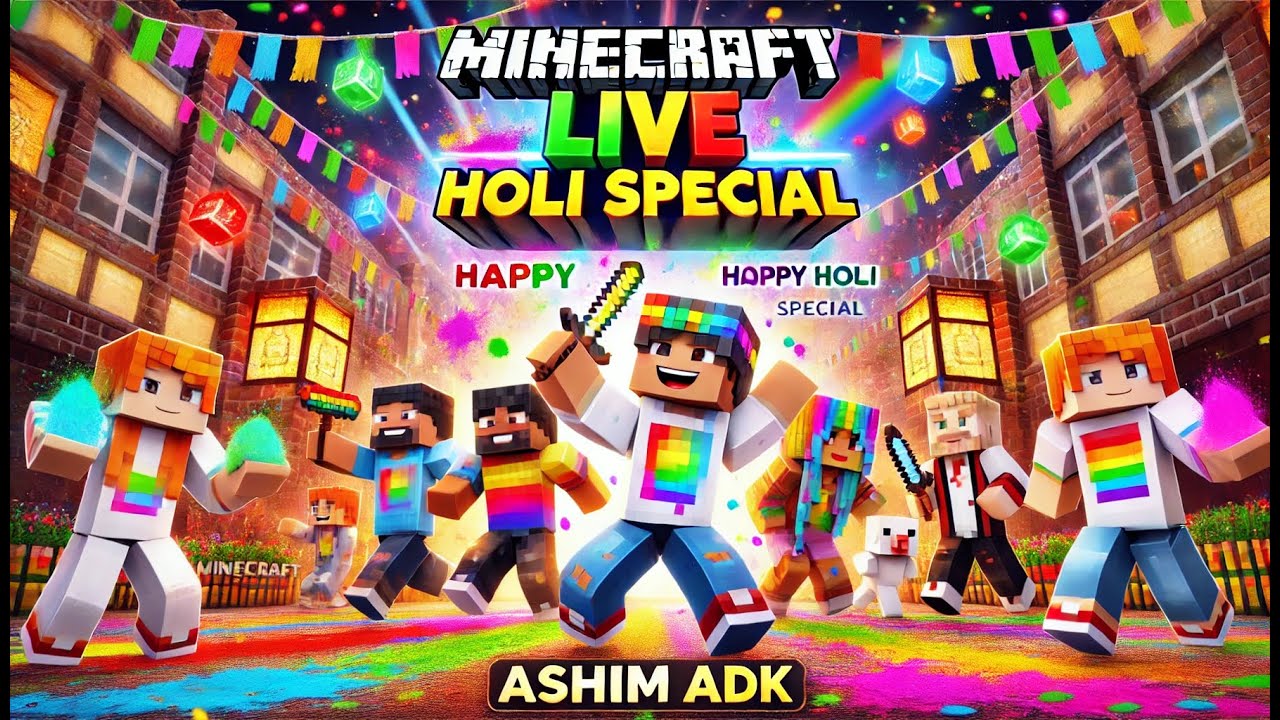 🌈 Minecraft Live: Holi Special 🎉 | Happy Holi Celebration in Minecraft ...