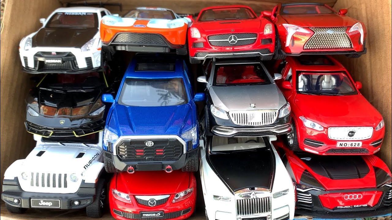 Box Full of Model Cars, Ford GT, Nissan GTR R35, Mercedes SLS, Lexus ...