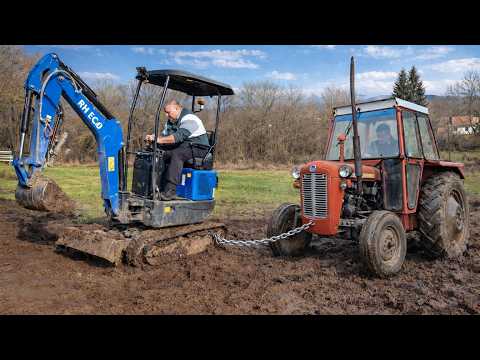 Can a $2000 Mini Excavator Pull a Tractor Out of Deep Mud?!