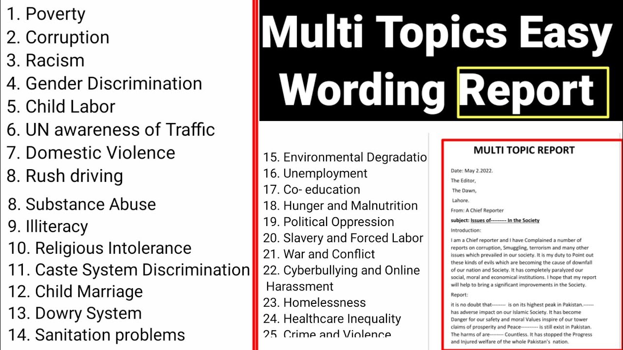 multi topic easy wording Report writing in for students - YouTube