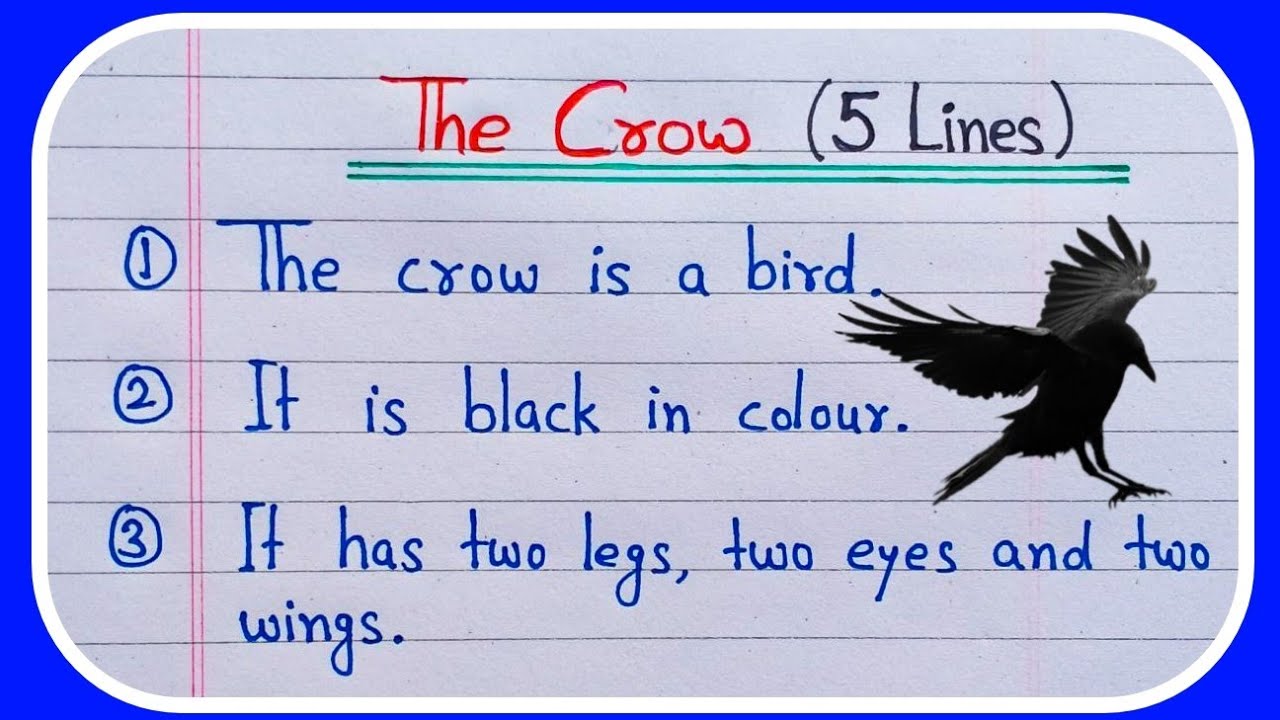 5 lines on crow in English | Essay on crow | The crow 5 lines in ...