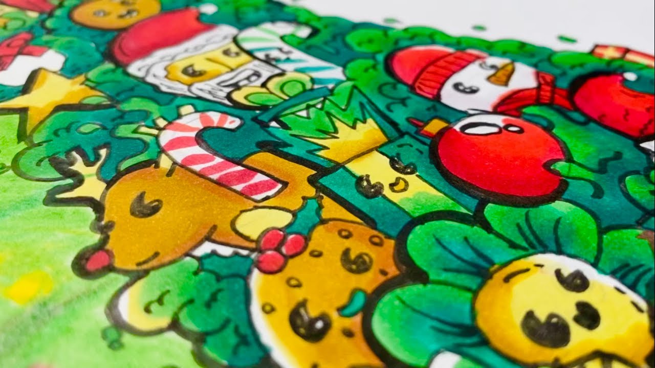 How to Draw a CRAZY Christmas themed Doodle - YouTube