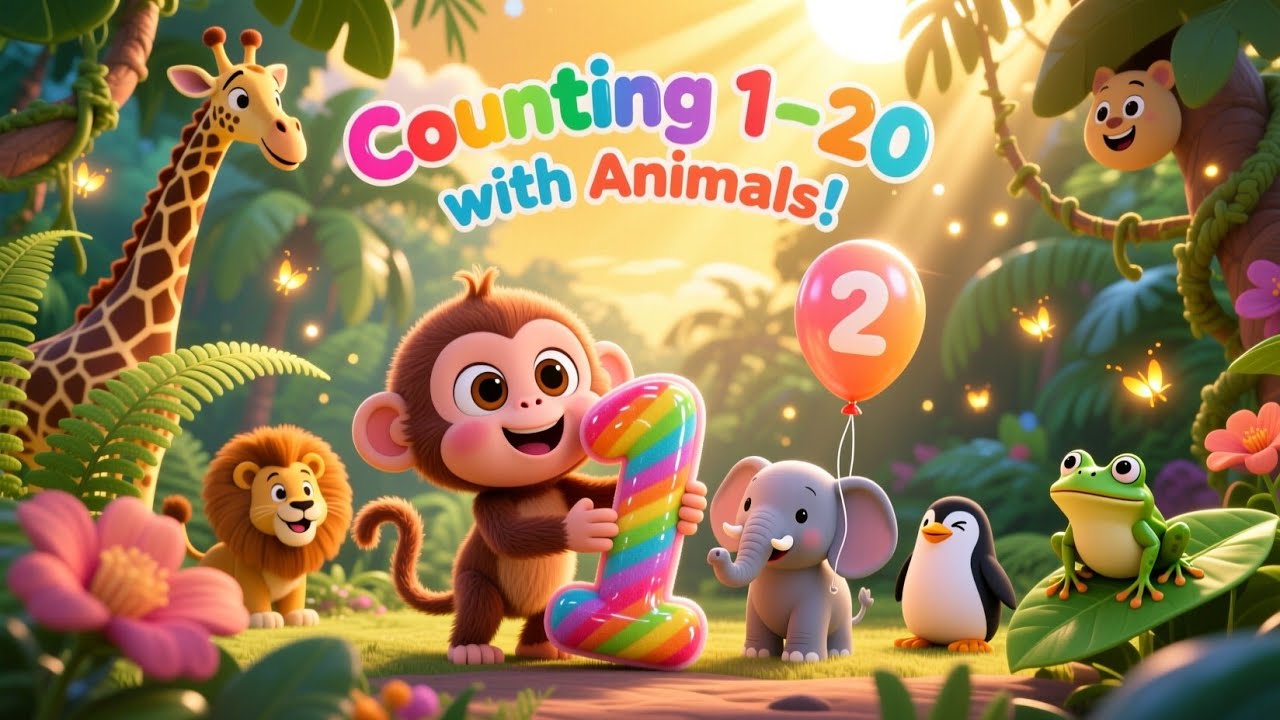 Counting 1–20 with Animals 🐘🐸 | Fun Learning Numbers for Kids | Animal ...